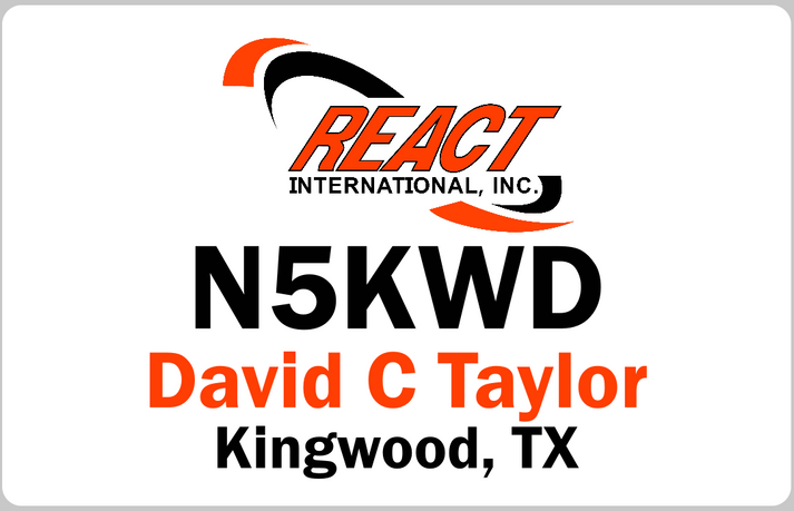 Customized Name Badge, REACT International – Houston Ham Radio Supply