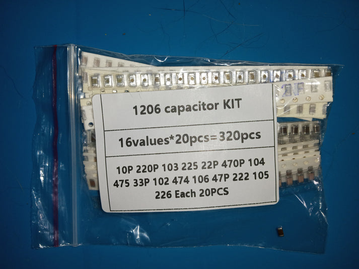 Capacitor Kit SMD 1206 Assorted Values 16 values x 20pcs = 320pcs ...